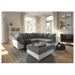 Ecksofa Collection AB "Innsbruck L-Form, B: 247 cm", grau (hellgrau, anthrazit), B:247cm H:87cm T:189cm, Microfaser PRIMABELLE (100% Polyester), Struktur (90% Polyester, 10% Polyacryl), Samtvelours (100% Polyester), Luxus-Microfaser Antiklederoptik (100% Polyester), Sofas, Ecksofa, 3 Zierkissen, Federkern