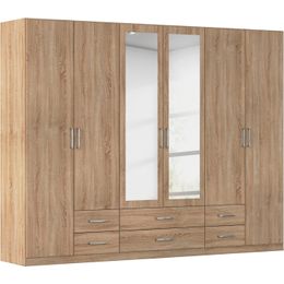 Kleiderschrank Rauch "Schrank Garderobe Ankleide GAMMA Breiten 91/136/181/226/271/315/360 cm", eiche sonoma, griffe chrom, B:271cm H:210cm T:54cm, Holzwerkstoff, Schr&auml;nke, Kleiderschrank, verschiedene Griff-Varianten, mit Spiegel TOPSELLER MADE IN GERMANY