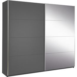 Schwebet&uuml;renschrank Rauch "Kleiderschrank Schrank Ankleide Garderobe Schlafzimmerschrank MOITA", grau (graumetallic), B:181cm H:210cm T:62cm, Holzwerkstoff, Schr&auml;nke, Schwebet&uuml;renschrank, mit Spiegel und Metallgriffleisten in Alu MADE IN GERMANY