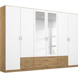 Kleiderschrank Rauch "Schrank Garderobe Ankleide GAMMA Breiten 91/136/181/226/271/315/360 cm", eiche artisan, alpinwei&szlig;, griffe alu, B:271cm H:210cm T:54cm, Holzwerkstoff, Schr&auml;nke, Kleiderschrank, verschiedene Griff-Varianten, mit Spiegel TOPSELLER MADE IN GERMANY