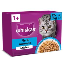 whiskas Multipack 1+ Fisch Auswahl Katzen-Nassfutter im Gelee Fisch 12x85g