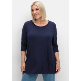 sheego Gro&szlig;e Gr&ouml;&szlig;en Longshirt in A-Form, marine, Gr&ouml;&szlig;e 56 - Damen