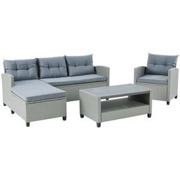 Ambia Garden Loungegarnitur, Grau, Metall, Kunststoff, Textil, F&uuml;llung: Schaumstoff,Polyester, L-Form, eckig, UV-best&auml;ndig, wetterfest, Loungem&ouml;bel, Gartenlounge-Sets