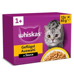 whiskas Multipack 1+ Gefl&uuml;gel Auswahl in Sauce Katzen-Nassfutter f&uuml;r Katzen ab 1 Jahr 12x85g