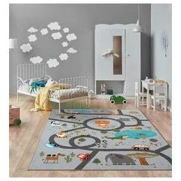 Teppich the carpet "Happy Life", grau, B:80cm H:4mm L:150cm, Polyester, Teppiche, Teppich, Life Kinderzimmer Teppich Spielteppich pflegeleicht