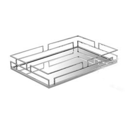 Ambia Home Serviertablett, Nickel, Chrom, Metall, Uni, rechteckig, 30x8x43 cm, Handmade in India, handgemacht, Tischkultur & Servieren, Tabletts
