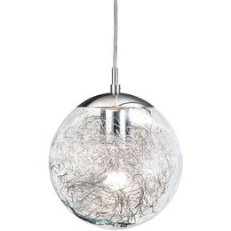 Eglo Pendelleuchte "LUBERIO", silber (chromfarben, transparent), 1, &Oslash; 25cm H: 110cm, 1 Stk., Leuchten, H&auml;ngeleuchte, H&auml;ngelampe, dimmbar, Smart Home, Farbwechsel, Pendelleuchte