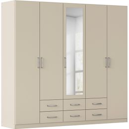 Kleiderschrank Rauch "Schrank Garderobe Ankleide GAMMA Breiten 91/136/181/226/271/315/360 cm", beige (champagner), griffe chrom, B:226cm H:210cm T:54cm, Holzwerkstoff, Schr&auml;nke, Kleiderschrank, verschiedene Griff-Varianten, mit Spiegel TOPSELLER MADE IN GERMANY