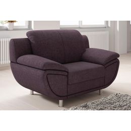 Sessel Trendmanufaktur "Rondo II, Loungesessel zeitlos und bequem", braun (rosybraun), B:121cm H:85cm T:94cm, Struktur (100% Polyester), Sessel, Sessel, wahlweise mit komfortablem Federkern, mit extra breiten Armlehnen