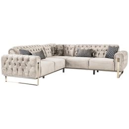Livetastic Ecksofa, Beige, Textil, Uni, 4-Sitzer, F&uuml;llung: Faserb&auml;llchen, Schaumstoffflocken,Faserb&auml;llchen, Schaumstoffflocken,Faserb&auml;llchen, Schaumstoffflocken, L-Form, 260x260 cm, Made in Turkey, Liegefunktion, Wohnzimmer, Sofas & Couches, Wohnlandschaften, Ecksofas