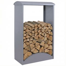 Brennholzlager MCW-P77, Kamin-/Feuerholzregal Holzlager Holzunterstand Outdoor Metall 160x98x50cm ~ grau