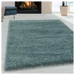 Hochflor-Teppich Ayyildiz TEPPICHE "SYDNEY 3000", blau (aquablau), B:60cm H:30mm L:110cm, Polypropylen (PP), Teppiche, Shaggy, Langflor, uni, auch in rund, Wohnzimmer