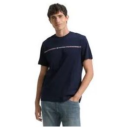T-Shirt Tom Tailor, Herren, Gr. 3XL, blau (sky captain blau), Single Jersey, Obermaterial: 100% Baumwolle, bedruckt, regular fit h&uuml;ftbedeckend, Rundhals, Shirts T-Shirt, mit Logofrontprint