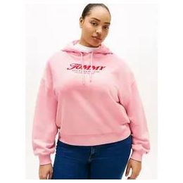 Hoodie Tommy Hilfiger Curve "CRV FUN GRAPHIC MDRN HOODIE", Damen, Gr. 48, pink, Sweatware, Obermaterial: 100% Baumwolle, bedruckt, regular fit normal, ohne Ausschnitt, Rippb&uuml;ndchen, Sweatshirts Hoodie, in gro&szlig;en Gr&ouml;&szlig;en