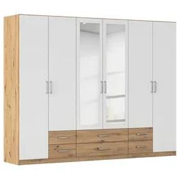 Kleiderschrank Rauch "Schrank Garderobe Ankleide GAMMA Breiten 91/136/181/226/271/315/360 cm", eiche artisan, alpinwei&szlig;, griffe chrom, B:271cm H:210cm T:54cm, Holzwerkstoff, Schr&auml;nke, Kleiderschrank, verschiedene Griff-Varianten, mit Spiegel TOPSELLER MADE IN GERMANY, Topseller