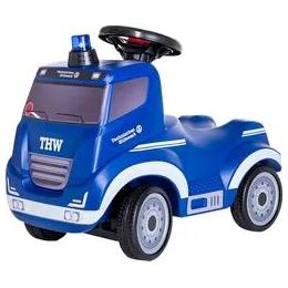 Rutscherauto Ferbedo "Ferbedo Truck", blau (thw), Rutschautos, KinderB:30cm H:59cm T:44cm, Kunststoff, incl. Ferbedo MiniFlash (Blaulicht mit Sirene), B:30cm H:59cm T:44cm