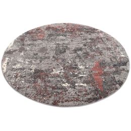 Teppich OCI DIE TEPPICHMARKE "JUWEL LIRAY", rot (rosenholz), H:20mm &Oslash;:120cm, Polyester, Polypropylen, Teppiche, Teppich, Kurzflor, Wohnzimmer, Marmor Optik, Hoch Tief Effekt
