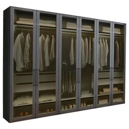 Novel Dreht&uuml;renschrank, Graphit, Holzwerkstoff, 6 F&auml;cher, 300x236x58 cm, Goldenes M, Made in Germany, DIN EN ISO 9001, Schlafzimmer, Kleiderschr&auml;nke, Dreht&uuml;renschr&auml;nke