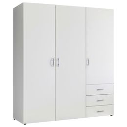 P & B Dreht&uuml;renschrank, Wei&szlig;, Kunststoff, 3 F&auml;cher, 3 Schublade(n) Schubladen, 150x176x51.3 cm, Schlafzimmer, Kleiderschr&auml;nke, Dreht&uuml;renschr&auml;nke