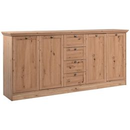 Livetastic Sideboard, Eiche Artisan, Metall, 4 F&auml;cher, 4 Schublade(n) Schubladen, 200x90x40 cm, Wohnzimmer, Kommoden & Sideboards, Sideboards