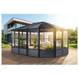 Pavillon Sojag "Charleston 12x15", grau (anthrazit), B/H/T: 489cm x 280cm x 384cm, Pavillons, Wintergarten, BxT: 489x384 cm, Topseller