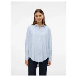 V&eacute;ro Moda Langarmbluse VERO MODA "VMNORA LS OVERSIZE SHIRT WVN GA NOOS", Damen, Gr. L, wei&szlig; (hellwei&szlig; stripes:nok blau jasper), Web, Obermaterial: 53% Polyester, 47% Viskose, gestreift, oversize Po-bedeckend, Blusen