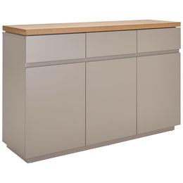 Mid.you Sideboard, Grau, Eiche, Holzwerkstoff, furniert, 3 F&auml;cher, 130x85x40 cm, Wohnzimmer, Kommoden & Sideboards, Sideboards