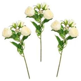 Kunstblume I.GE.A. "K&uuml;nstlicher Rosenzweig", wei&szlig;, B:13cm H:39cm L:12cm, Polyester, Kunstpflanzen, 3er Set Rose Kunstrosen Dekoblume k&uuml;nstlich Hochzeit Tischdeko B&uuml;ro