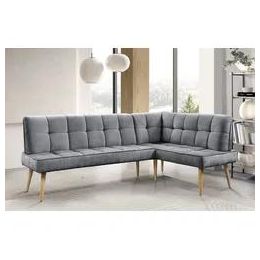 Eckbank exxpo - SOFA FASHION "Latte", antrazith, B:234cm H:95cm T:156cm, 100% PES, Sitzb&auml;nke, Eckbank, moderne Sitz- und R&uuml;ckensteppung, bequem und elegant, hoher Holzfu&szlig;