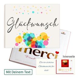 Pers&ouml;nliche Gru&szlig;karte mit Merci: Gl&uuml;ckwunsch (250 g)