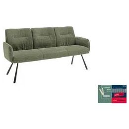 Sitzbank MCA furniture "Delane", olive, schwarz, B:183cm H:92cm T:67cm, Metall, Stoff, Sitzb&auml;nke, Sitzbank, Taschenfederkern, Lehnenkippfunktion, Armlehnen, beweglicher R&uuml;cken