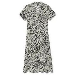 V&eacute;ro Moda Blusenkleid VERO MODA "VMJOSIE S/S CALF SHIRT DRESS WVN GA", Damen, Gr. XL, N-Gr, pumice stone aop:bea, Web, Obermaterial: 83% Viskose, 17% Nylon, bedruckt, regular fit knieumspielend, V-Ausschnitt, Kleider Blusenkleid, Viskosemischung, regular fit