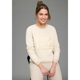Sweatshirt Kangaroos, Damen, Gr. 32/34, natur, angeraute Sweatware, Obermaterial: 80% Baumwolle, 20% Polyester, Basic h&uuml;ftlang, Rundhals, Rippb&uuml;ndchen, Sweatshirts Sweatshirt, mit Frontdruck
