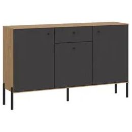 Sideboard OTTO HOME, wei&szlig;, neutral, B:135,5cm H:85,4cm T:40cm, Holzwerkstoff, MDF, Melamin, PVC, Sideboards, Sideboard, Sideboard, Breite 136 cm, mit geriffelten Fronten, auf Metallf&uuml;&szlig;en