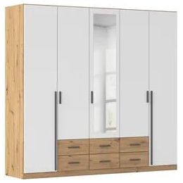 Kleiderschrank Rauch "Schrank Garderobe Ankleide GAMMA Breiten 91/136/181/226/271/315/360 cm", eiche artisan, alpinwei&szlig;, griffstangen graumetallic, B:226cm H:210cm T:54cm, Holzwerkstoff, Schr&auml;nke, Kleiderschrank, verschiedene Griff-Varianten, mit Spiegel TOPSELLER MADE IN GERMANY, Topseller