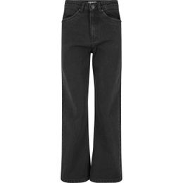 Bequeme Jeans Urban Classics "Urban Classics Damen Ladies Cropped Straight Leg Denim Pants", Damen, Gr. 26, Normalgr&ouml;&szlig;en, schwarzwashed, 100% Baumwolle, unifarben, Jeans