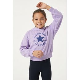 Kapuzensweatshirt Converse "CNVG RELAXED CHUCK PATCH HOODI", M&auml;dchen, Gr. 122 (S), lila (lavender latte), Obermaterial: 60% Baumwolle, 40% Polyester, Sweatshirts, f&uuml;r Kinder und Jugendliche, sportlicher Stil, bequemer Tragekomfort