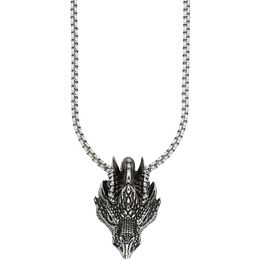 Kette mit Anh&auml;nger Bruno Banani "Schmuck Geschenk Edelstahlkette mit Anh&auml;nger Drachen-Optik", silber (edelstahlfarben), Halsketten, Herren, Edelstahl, L: 55 B: 2,6mm, B:2,6mm