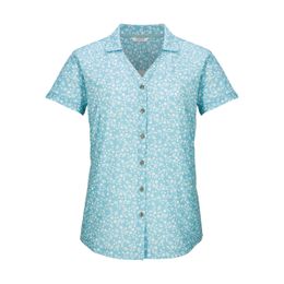 Funktionshemd Killtec "KOS 86 WMN WVN SHRT", Damen, Gr. 42, Normalgr&ouml;&szlig;en, ocean, Obermaterial: 92% Polyester, 8% Elasthan, Hemden, Schnelltrocknende Damenbluse mit floralem Print und Zierriegeln
