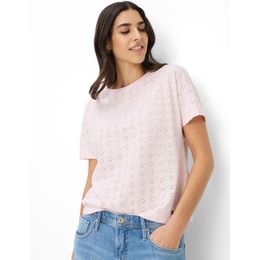 Kurzarmshirt Brax "Style CAELEN S", Damen, Gr. 38, rosa (hellrosa), 100% Baumwolle, Rundhals, Shirts