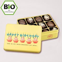 Pr&auml;sentdose &bdquo;Happy Birthday&ldquo; mit Bio-Pralinen