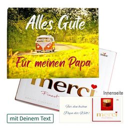 Pers&ouml;nliche Gru&szlig;karte mit Merci: Alles Gute. F&uuml;r meinen Papa (250 g)