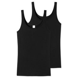 Unterhemd Schiesser "Modal Essentials", Damen, Gr. 40, N-Gr, schwarz (000, schwarz), Single Jersey, Obermaterial: 80% Modal, 10% Elasthan, 10% Polyester, unifarben, figurbetont, Rundhals, Unterhemden Unterhemd, Single Jersey, weich, elastisch