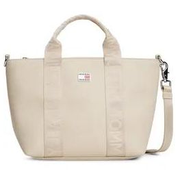 Tommy Hilfiger Tragetasche TOMMY JEANS "TJW DAILY ELEVATED MINI TOTE", Gr. B/H/T: 22cm x 20cm x 14cm, sandfarben, Lederimitat, Taschen, Damen Umh&auml;ngetasche, Schultertasche mit logobedruckten Band