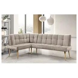 Eckbank exxpo - SOFA FASHION "Latte", beige, B:234cm H:95cm T:156cm, 100% PES, Sitzb&auml;nke, Eckbank, moderne Sitz- und R&uuml;ckensteppung, bequem und elegant, hoher Holzfu&szlig;