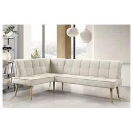 Eckbank exxpo - SOFA FASHION "Latte", beige, B:234cm H:95cm T:156cm, 94% PES, 6% NY, Sitzb&auml;nke, Eckbank, moderne Sitz- und R&uuml;ckensteppung, bequem und elegant, hoher Holzfu&szlig;