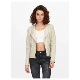 Lederimitatjacke Only "ONLAVA FAUX LEATHER BIKER OTW NOOS", Damen, Gr. 36, silber lining, Web, Obermaterial: 87% Polyester, 9% Baumwolle, 4% Viskose, unifarben, figurbetont kurz, Jacken, mit Biker-Details