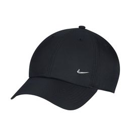 Baseball Cap Nike Sportswear "U NK DF CLUB CAP U CB MTSWSH L", Damen, Gr. S (56/58), schwarz (schwarz, metallic silber), Obermaterial: 100% Polyester, Caps, mit gebogenem Schirm, mit Metall-Swoosh-Logo, mittelhohe Passform