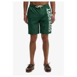 Badeshorts Superdry "LOGO 19 BOARDSHORT", Herren, Gr. M, N-Gr, hunter gr&uuml;n, Web, Polyester, bedruckt, Badehosen Badeshorts