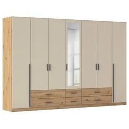 Kleiderschrank Rauch "Schrank Garderobe Ankleide GAMMA Breiten 91/136/181/226/271/315/360 cm", eiche artisan, beige (champagner), griffstangen graumetallic, B:315cm H:210cm T:54cm, Holzwerkstoff, Schr&auml;nke, Kleiderschrank, verschiedene Griff-Varianten, mit Spiegel TOPSELLER MADE IN GERMANY, Topseller